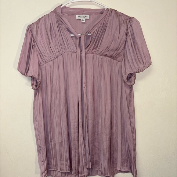Current Air | Tops | Current Air Pink Pleated Tie Front Blouse | Poshmark